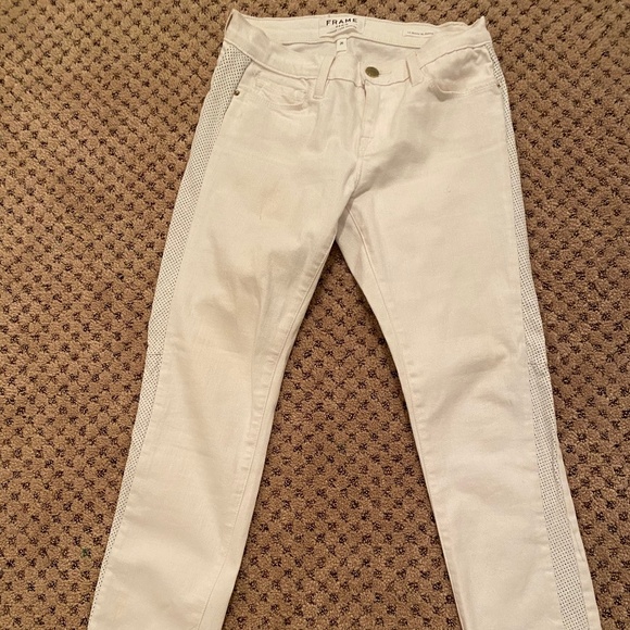 Frame Denim | Jeans | Frame Jeans White With Leather Mesh On Side ...